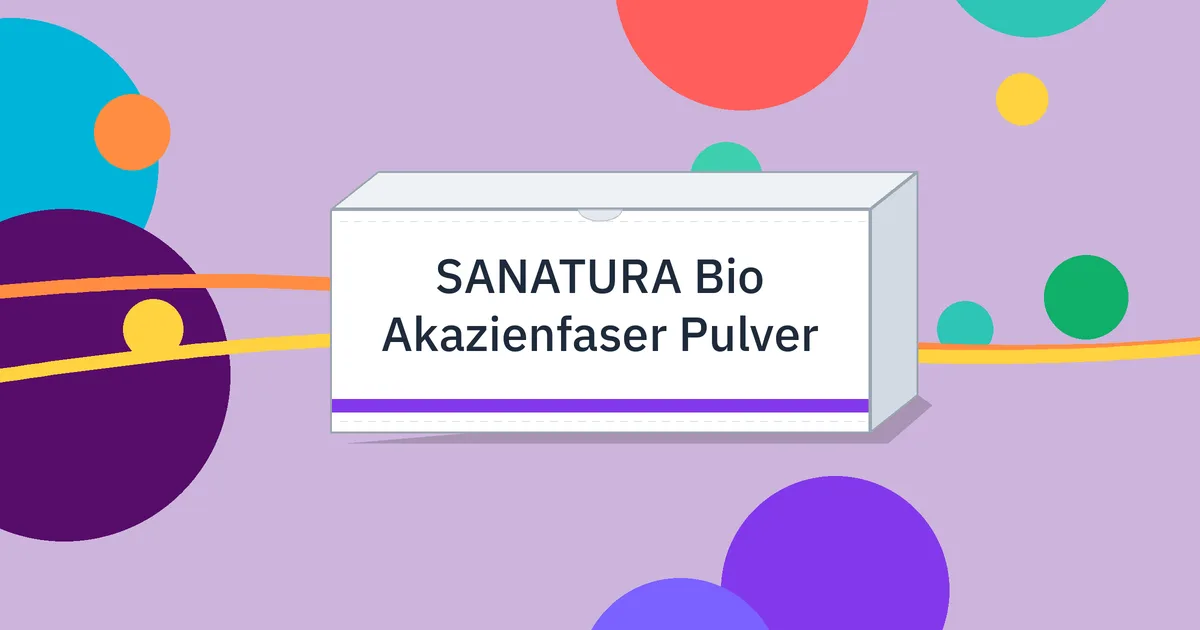 Symbolbild: Packung mit der Aufschrift SANATURA Bio Akazienfaser Pulver (PZN 16813142) – Verfügbarkeit und Bezug in Apotheken in Frankfurt am Main