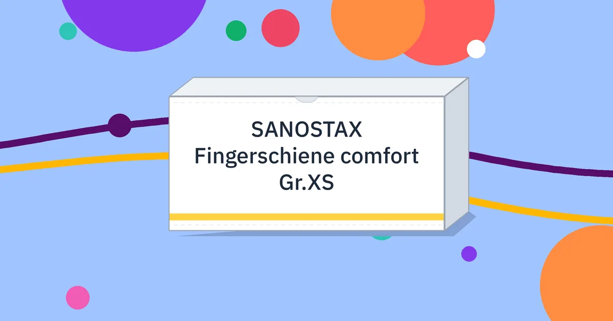 Symbolbild: Packung mit der Aufschrift SANOSTAX Fingerschiene comfort Gr.XS (PZN 10288261) – Verfügbarkeit und Bezug in Apotheken in Frankfurt am Main