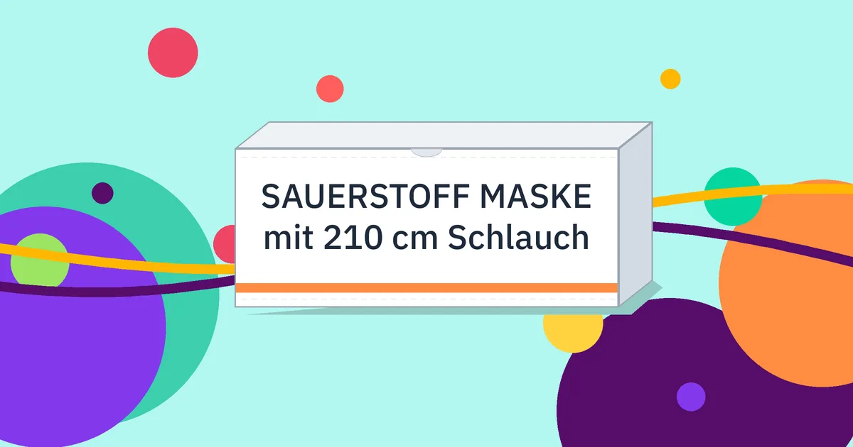 Symbolbild: Packung mit der Aufschrift SAUERSTOFF MASKE mit 210 cm Schlauch (PZN 02410624) – Verfügbarkeit und Bezug in Apotheken in Frankfurt am Main