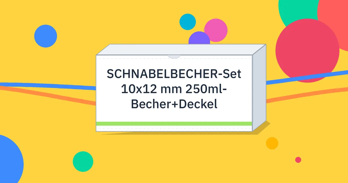 Symbolbild: Packung mit der Aufschrift SCHNABELBECHER-Set 10x12 mm 250ml-Becher+Deckel (PZN 18387005) – Verfügbarkeit und Bezug in Apotheken in Frankfurt am Main