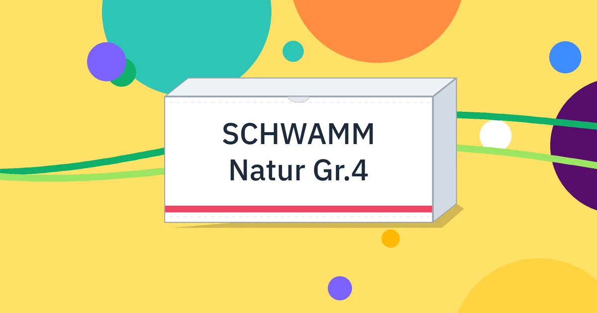 Symbolbild: Packung mit der Aufschrift SCHWAMM Natur Gr.4 (PZN 01741000) – Verfügbarkeit und Bezug in Apotheken in Frankfurt am Main