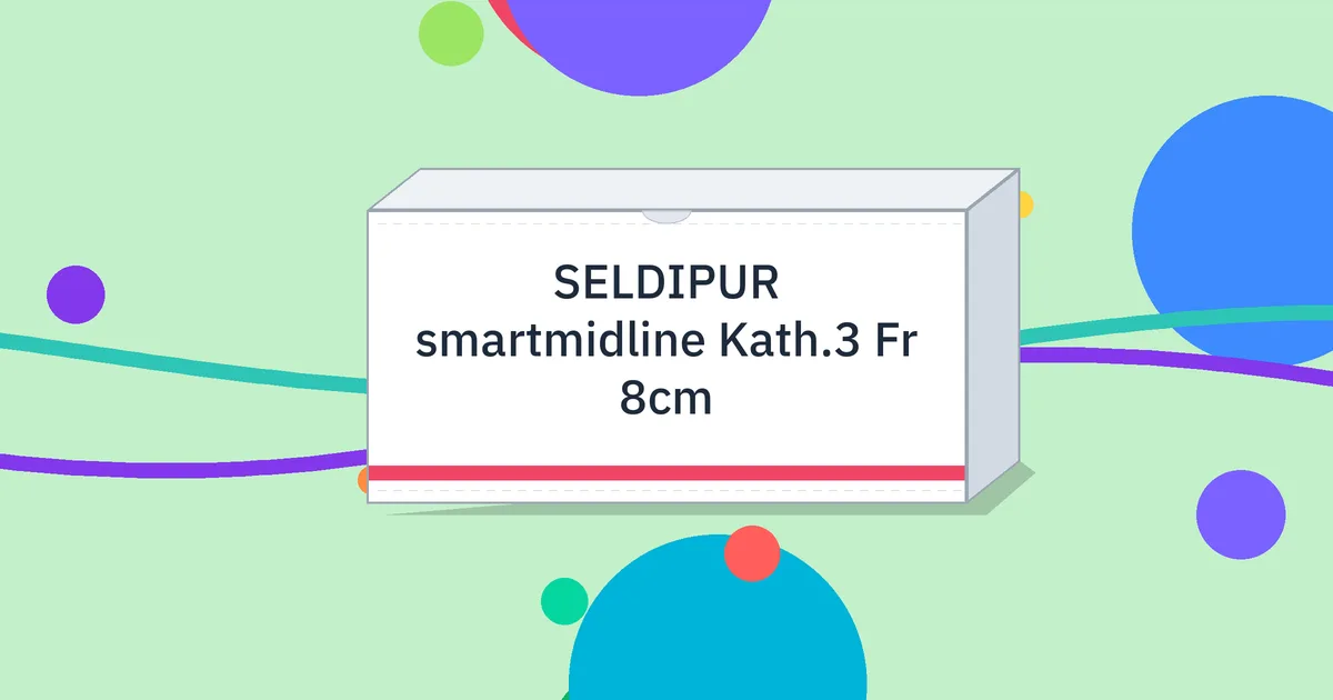 Symbolbild: Packung mit der Aufschrift SELDIPUR smartmidline Kath.3 Fr 8cm (PZN 15263538) – Verfügbarkeit und Bezug in Apotheken in Frankfurt am Main