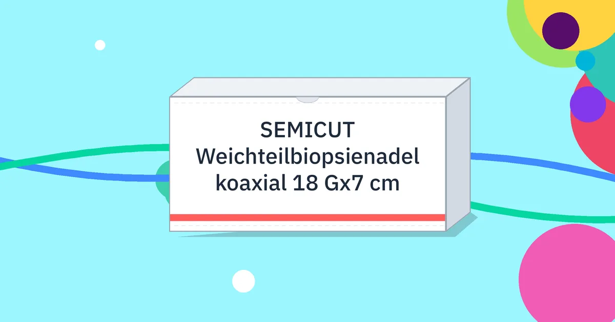 Symbolbild: Packung mit der Aufschrift SEMICUT Weichteilbiopsienadel koaxial 18 Gx7 cm (PZN 19736169) – Verfügbarkeit und Bezug in Apotheken in Frankfurt am Main