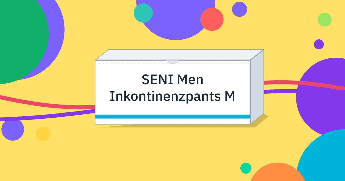 Symbolbild: Packung mit der Aufschrift SENI Men Inkontinenzpants M (PZN 19527537) – Verfügbarkeit und Bezug in Apotheken in Frankfurt am Main
