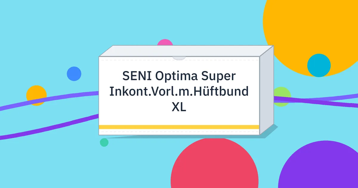 Symbolbild: Packung mit der Aufschrift SENI Optima Super Inkont.Vorl.m.Hüftbund XL (PZN 18012601) – Verfügbarkeit und Bezug in Apotheken in Frankfurt am Main