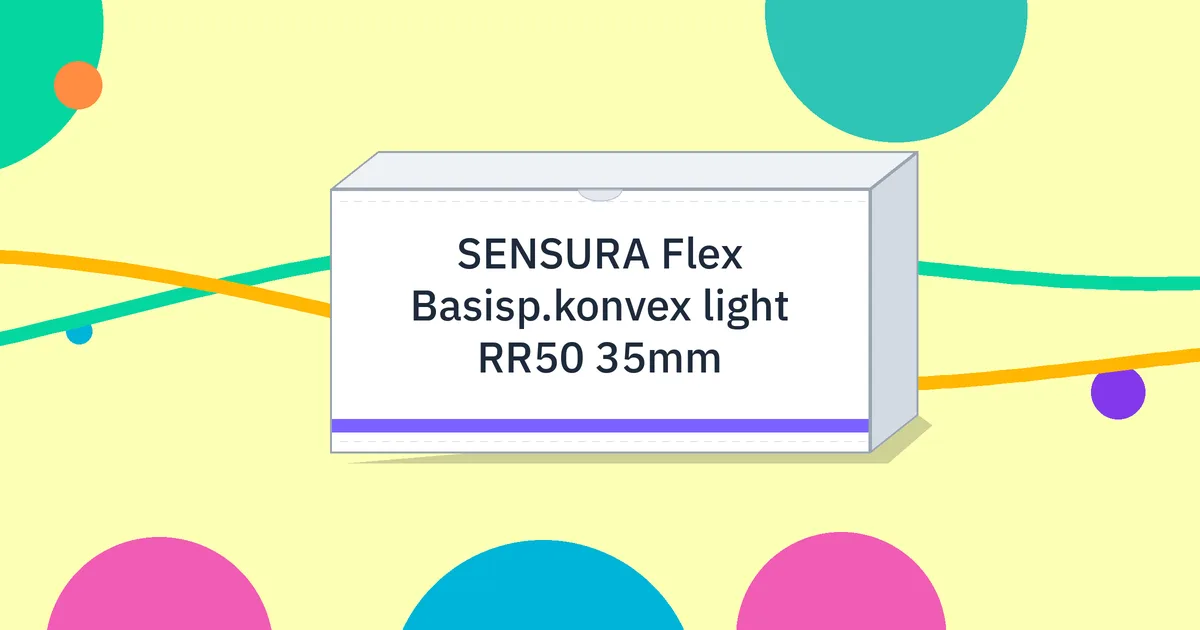 Symbolbild: Packung mit der Aufschrift SENSURA Flex Basisp.konvex light RR50 35mm (PZN 00844620) – Verfügbarkeit und Bezug in Apotheken in Frankfurt am Main