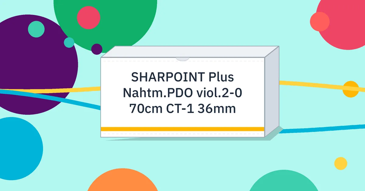 Symbolbild: Packung mit der Aufschrift SHARPOINT Plus Nahtm.PDO viol.2-0 70cm CT-1 36mm (PZN 17994275) – Verfügbarkeit und Bezug in Apotheken in Frankfurt am Main
