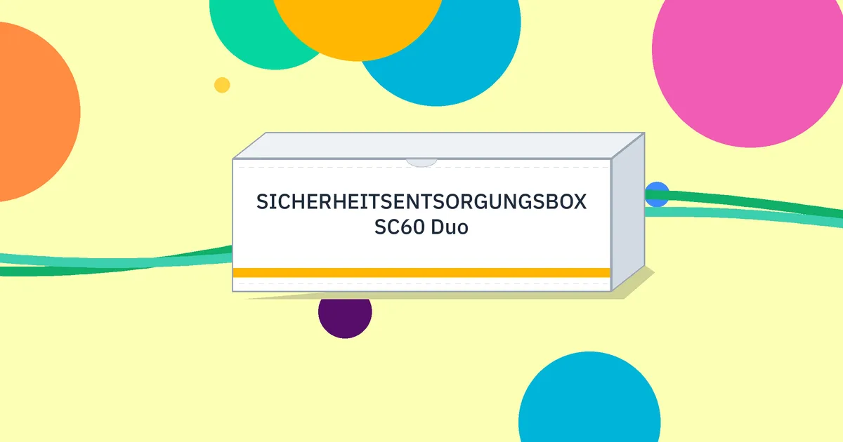 Symbolbild: Packung mit der Aufschrift SICHERHEITSENTSORGUNGSBOX SC60 Duo (PZN 09106958) – Verfügbarkeit und Bezug in Apotheken in Frankfurt am Main