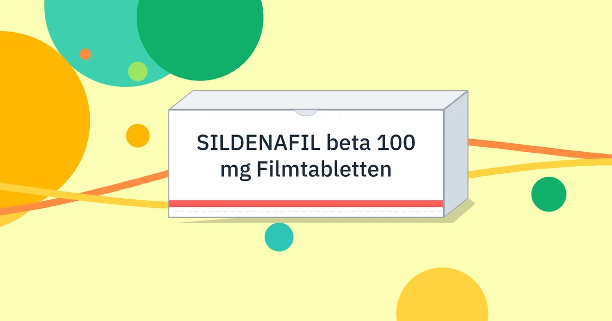 Symbolbild: Packung mit der Aufschrift SILDENAFIL beta 100 mg Filmtabletten (PZN 14243120) – Verfügbarkeit und Bezug in Apotheken in Frankfurt am Main