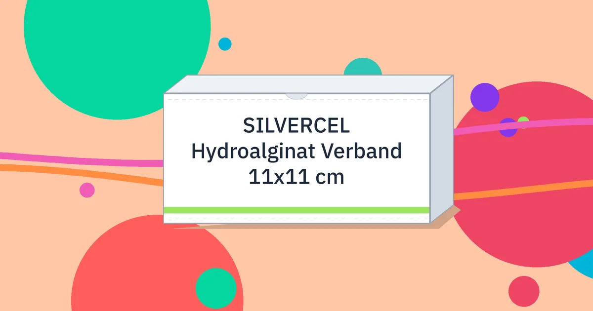 Symbolbild: Packung mit der Aufschrift SILVERCEL Hydroalginat Verband 11x11 cm (PZN 17311402) – Verfügbarkeit und Bezug in Apotheken in Frankfurt am Main