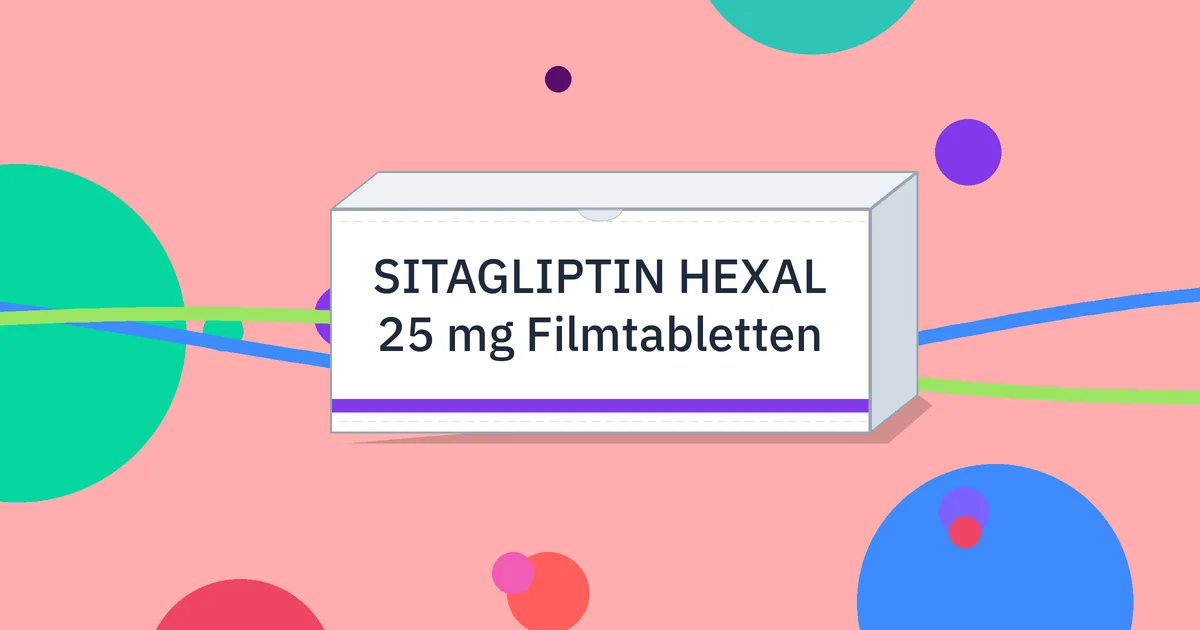 Symbolbild: Packung mit der Aufschrift SITAGLIPTIN HEXAL 25 mg Filmtabletten (PZN 17575087) – Verfügbarkeit und Bezug in Apotheken in Frankfurt am Main