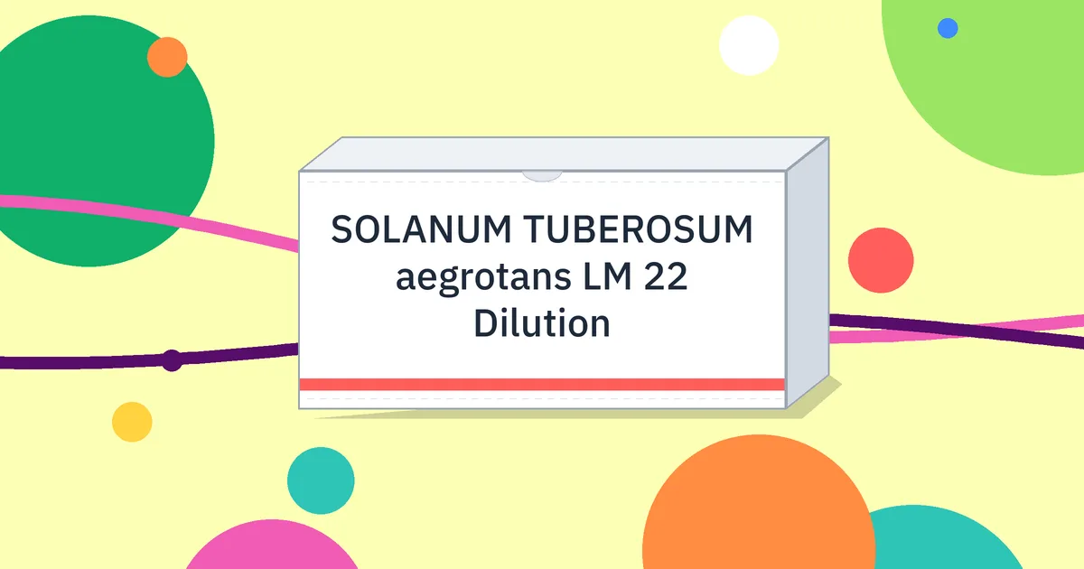 Symbolbild: Packung mit der Aufschrift SOLANUM TUBEROSUM aegrotans LM 22 Dilution (PZN 13193934) – Verfügbarkeit und Bezug in Apotheken in Frankfurt am Main