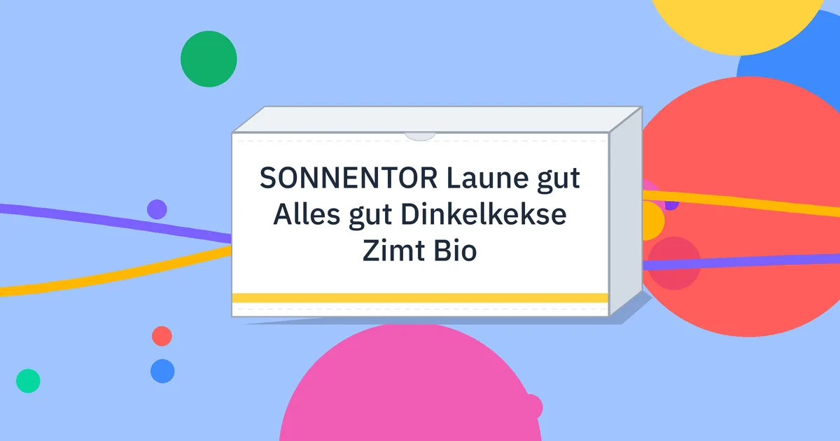 Symbolbild: Packung mit der Aufschrift SONNENTOR Laune gut Alles gut Dinkelkekse Zimt Bio (PZN 18902370) – Verfügbarkeit und Bezug in Apotheken in Frankfurt am Main