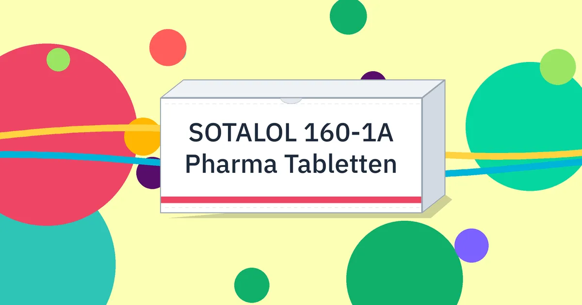Symbolbild: Packung mit der Aufschrift SOTALOL 160-1A Pharma Tabletten (PZN 00097169) – Verfügbarkeit und Bezug in Apotheken in Frankfurt am Main