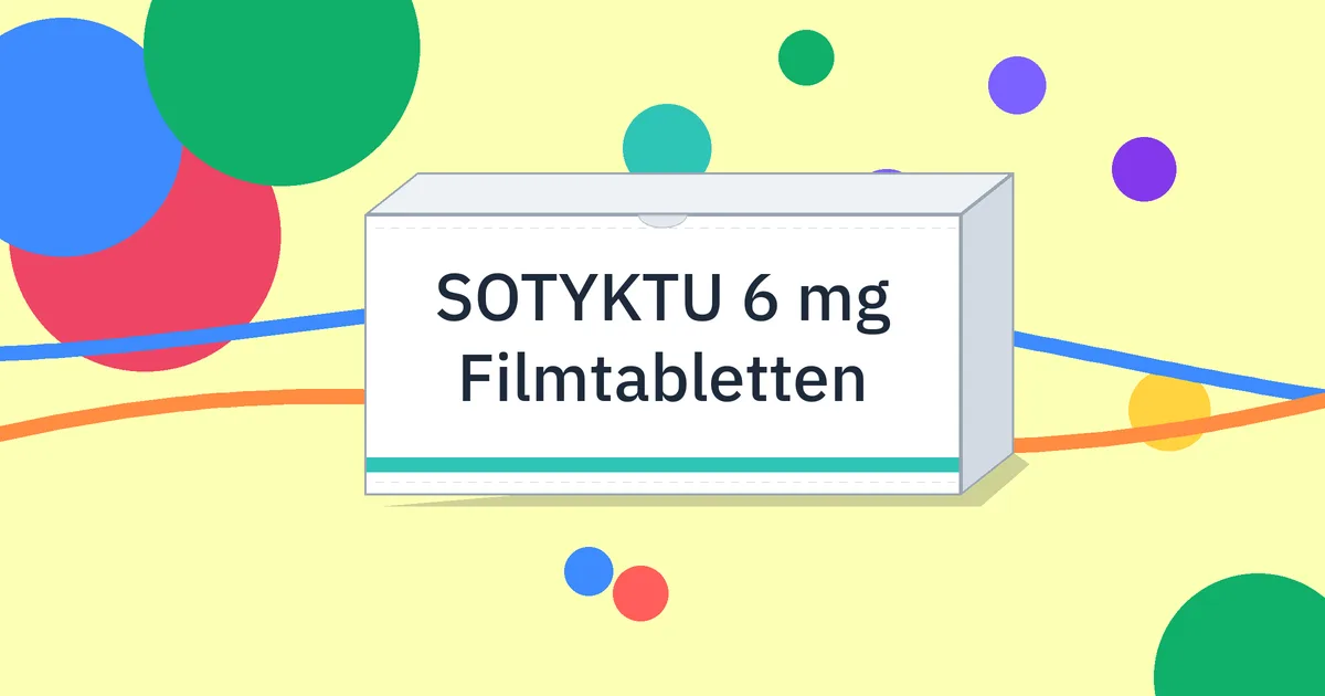 Symbolbild: Packung mit der Aufschrift SOTYKTU 6 mg Filmtabletten (PZN 19952128) – Verfügbarkeit und Bezug in Apotheken in Frankfurt am Main