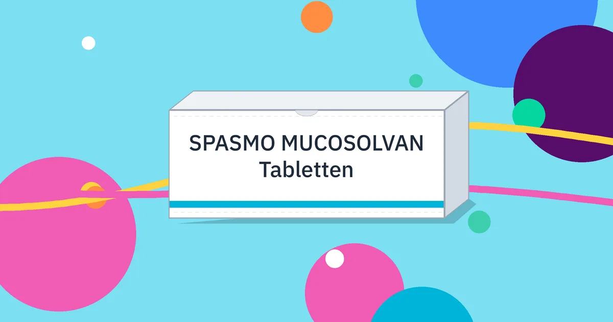 Symbolbild: Packung mit der Aufschrift SPASMO MUCOSOLVAN Tabletten (PZN 02787688) – Verfügbarkeit und Bezug in Apotheken in Frankfurt am Main