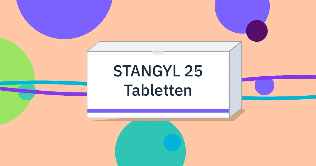 Symbolbild: Packung mit der Aufschrift STANGYL 25 Tabletten (PZN 03080904) – Verfügbarkeit und Bezug in Apotheken in Frankfurt am Main