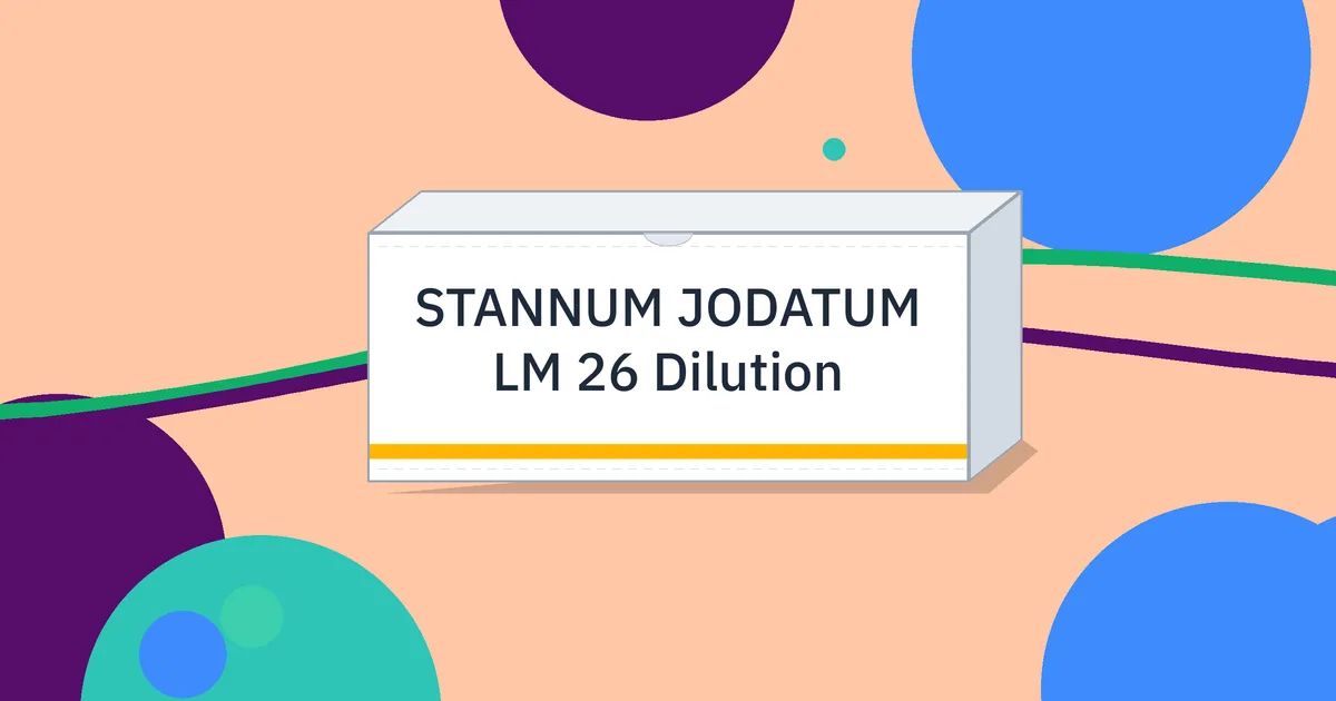 Symbolbild: Packung mit der Aufschrift STANNUM JODATUM LM 26 Dilution (PZN 13198914) – Verfügbarkeit und Bezug in Apotheken in Frankfurt am Main