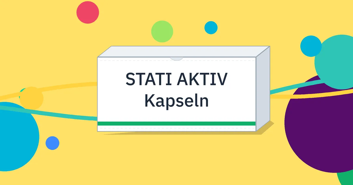 Symbolbild: Packung mit der Aufschrift STATI AKTIV Kapseln (PZN 20393504) – Verfügbarkeit und Bezug in Apotheken in Frankfurt am Main