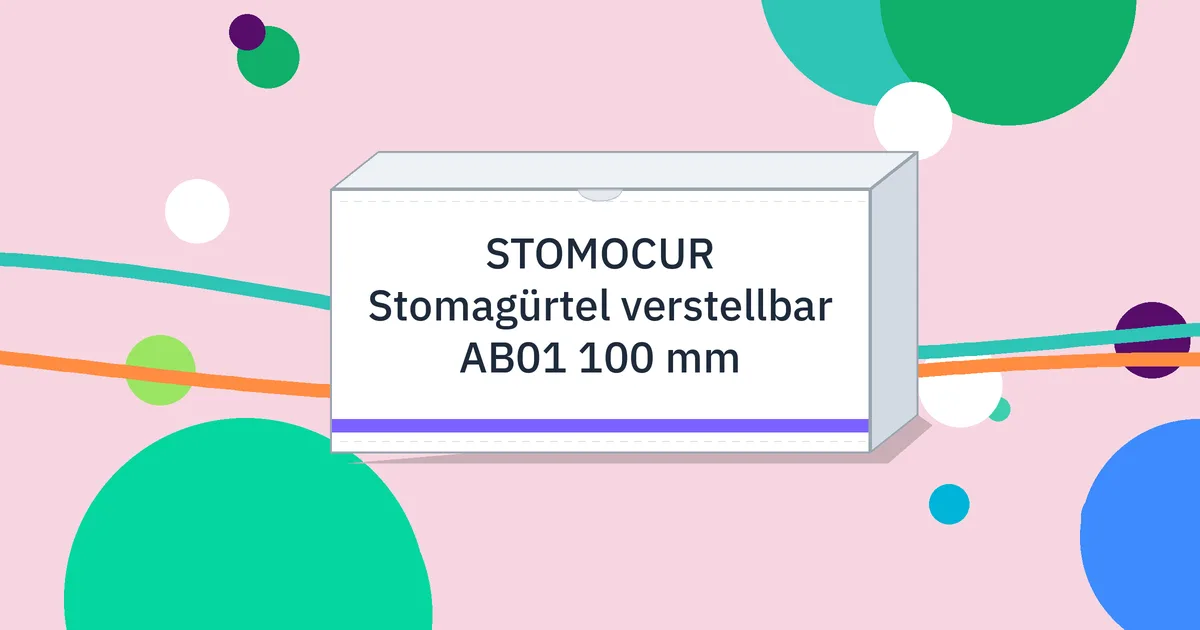 Symbolbild: Packung mit der Aufschrift STOMOCUR Stomagürtel verstellbar AB01 100 mm (PZN 06941287) – Verfügbarkeit und Bezug in Apotheken in Frankfurt am Main