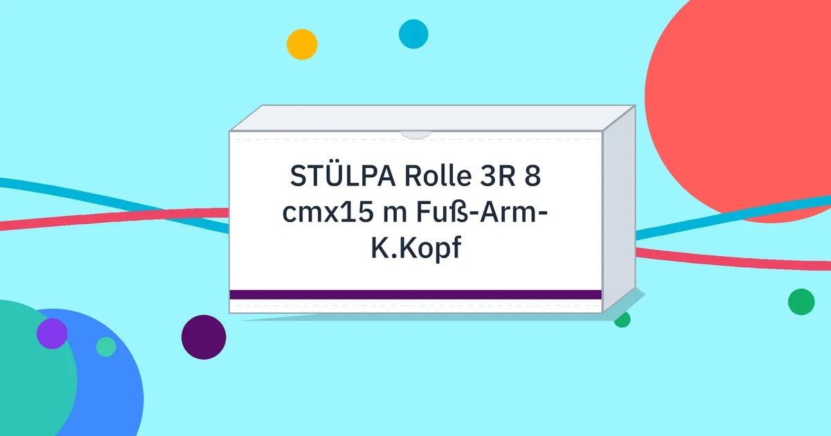 Symbolbild: Packung mit der Aufschrift STÜLPA Rolle 3R 8 cmx15 m Fuß-Arm-K.Kopf (PZN 17629819) – Verfügbarkeit und Bezug in Apotheken in Frankfurt am Main