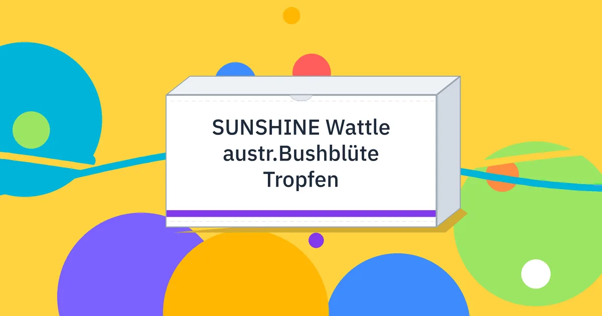 Symbolbild: Packung mit der Aufschrift SUNSHINE Wattle austr.Bushblüte Tropfen (PZN 06126914) – Verfügbarkeit und Bezug in Apotheken in Frankfurt am Main