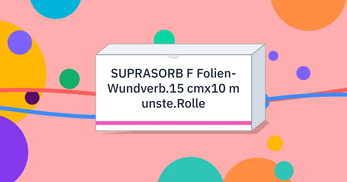 Symbolbild: Packung mit der Aufschrift SUPRASORB F Folien-Wundverb.15 cmx10 m unste.Rolle (PZN 02650191) – Verfügbarkeit und Bezug in Apotheken in Frankfurt am Main