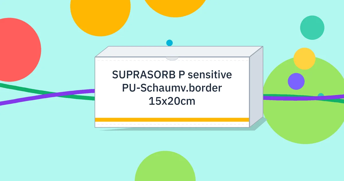 Symbolbild: Packung mit der Aufschrift SUPRASORB P sensitive PU-Schaumv.border 15x20cm (PZN 17615355) – Verfügbarkeit und Bezug in Apotheken in Frankfurt am Main