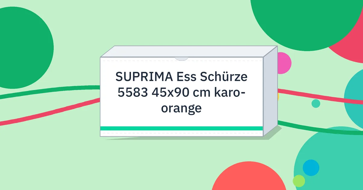 Symbolbild: Packung mit der Aufschrift SUPRIMA Ess Schürze 5583 45x90 cm karo-orange (PZN 14302851) – Verfügbarkeit und Bezug in Apotheken in Frankfurt am Main