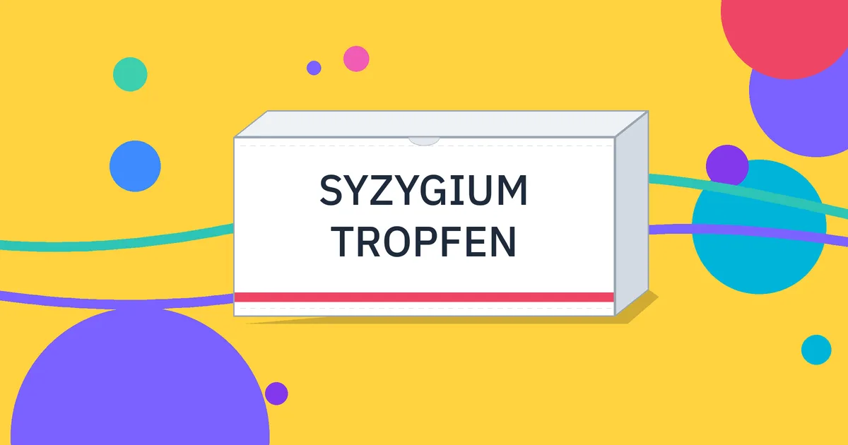 Symbolbild: Packung mit der Aufschrift SYZYGIUM TROPFEN (PZN 15230295) – Verfügbarkeit und Bezug in Apotheken in Frankfurt am Main