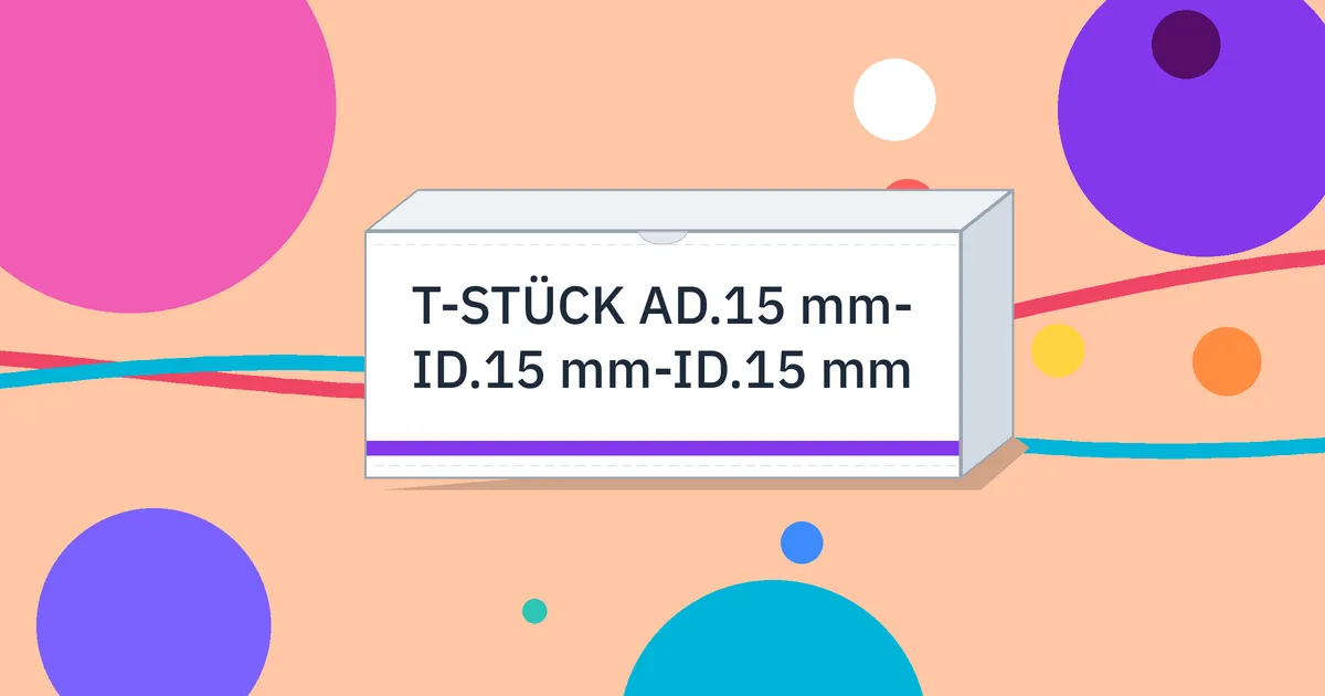Symbolbild: Packung mit der Aufschrift T-STÜCK AD.15 mm-ID.15 mm-ID.15 mm (PZN 17432123) – Verfügbarkeit und Bezug in Apotheken in Frankfurt am Main