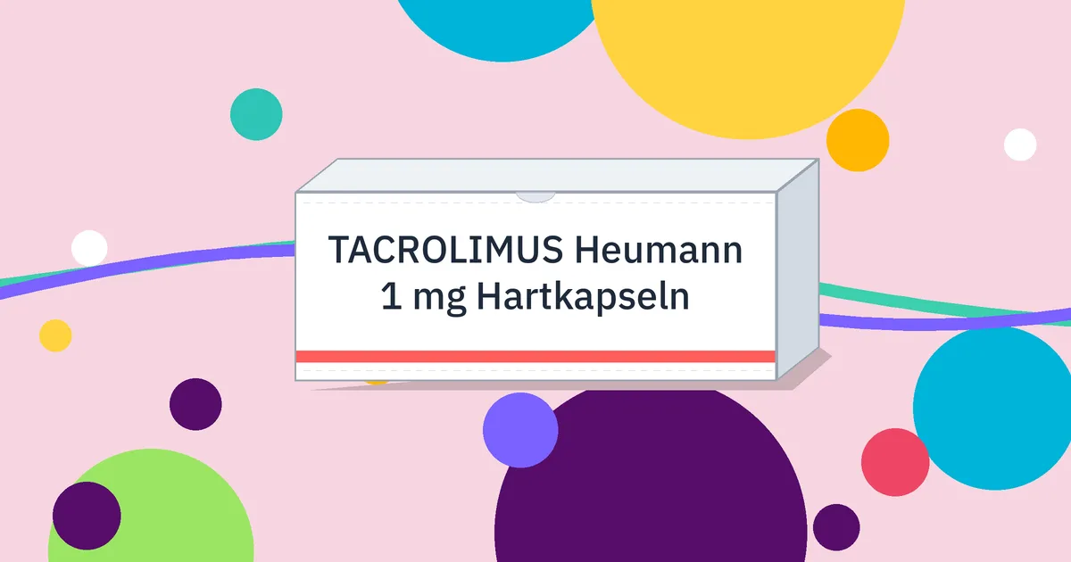 Symbolbild: Packung mit der Aufschrift TACROLIMUS Heumann 1 mg Hartkapseln (PZN 09708309) – Verfügbarkeit und Bezug in Apotheken in Frankfurt am Main
