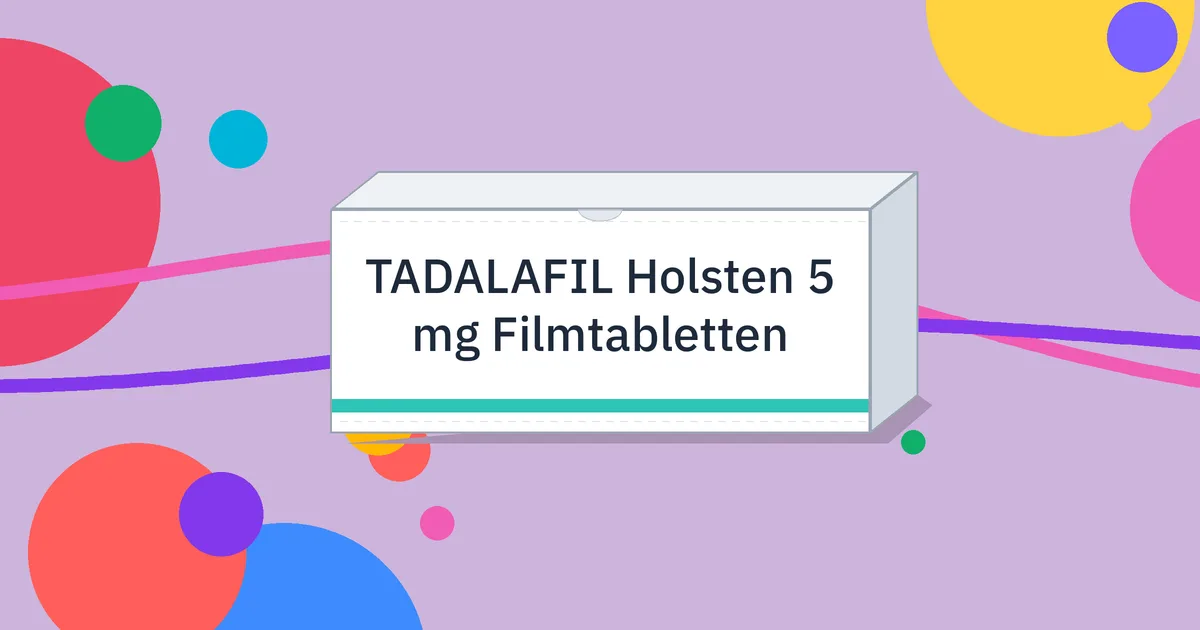 Symbolbild: Packung mit der Aufschrift TADALAFIL Holsten 5 mg Filmtabletten (PZN 19208648) – Verfügbarkeit und Bezug in Apotheken in Frankfurt am Main