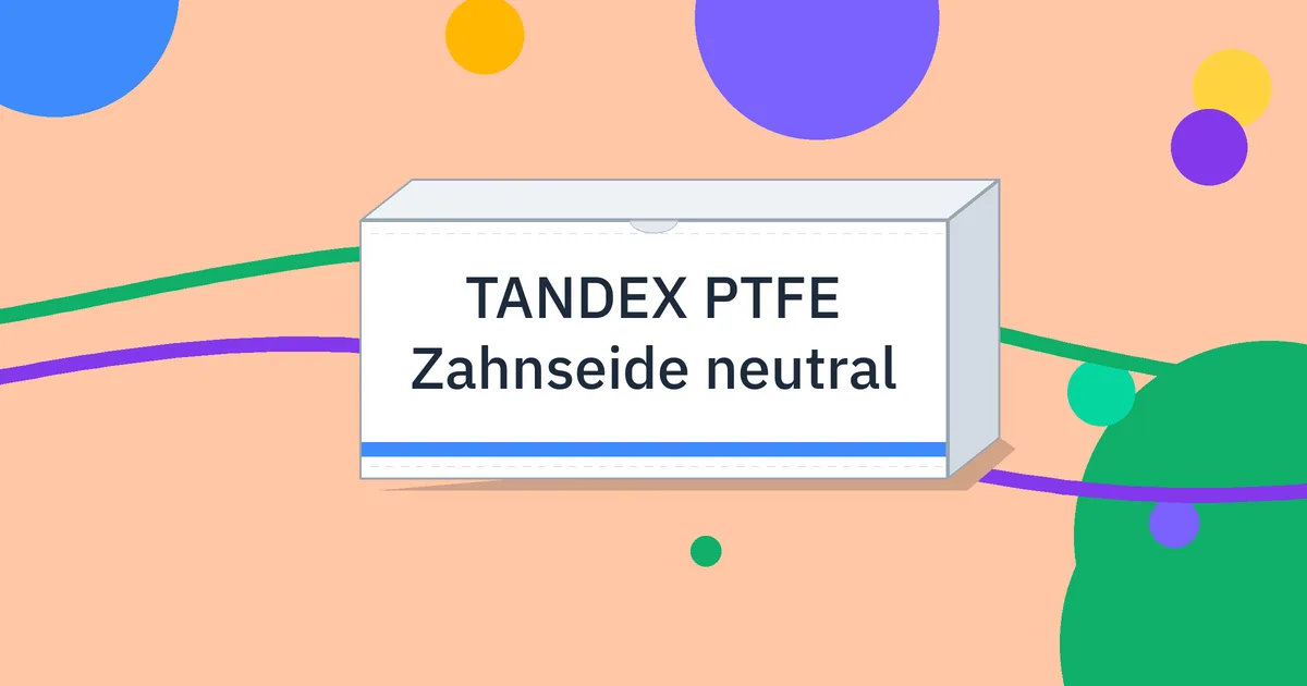 Symbolbild: Packung mit der Aufschrift TANDEX PTFE Zahnseide neutral (PZN 07297753) – Verfügbarkeit und Bezug in Apotheken in Frankfurt am Main