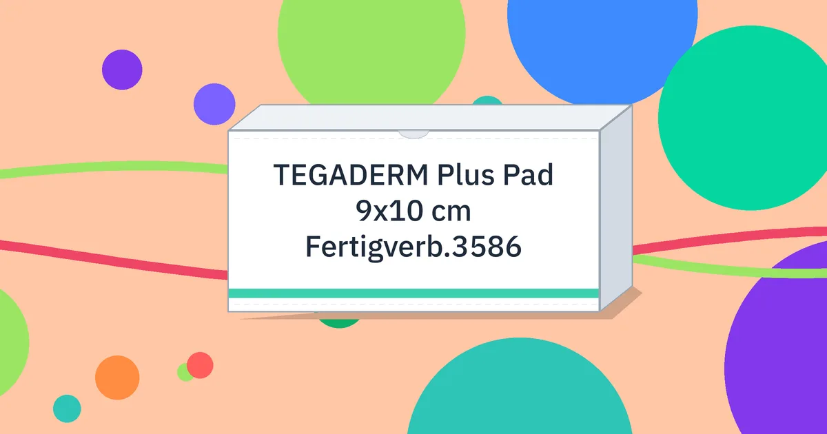 Symbolbild: Packung mit der Aufschrift TEGADERM Plus Pad 9x10 cm Fertigverb.3586 (PZN 05384488) – Verfügbarkeit und Bezug in Apotheken in Frankfurt am Main