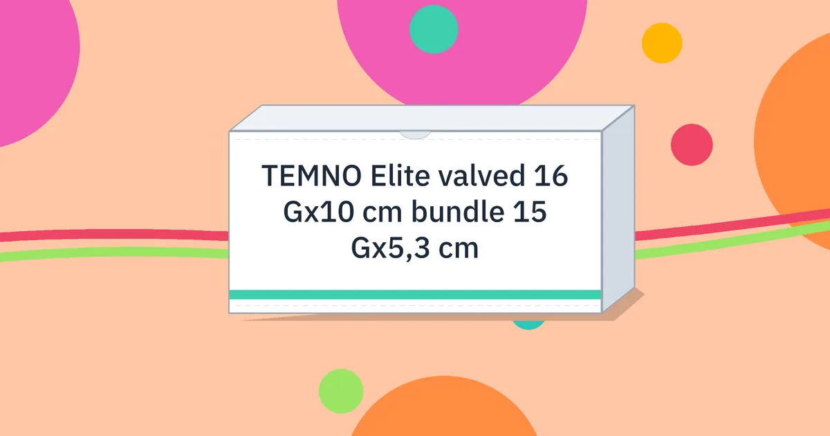 Symbolbild: Packung mit der Aufschrift TEMNO Elite valved 16 Gx10 cm bundle 15 Gx5,3 cm (PZN 18765660) – Verfügbarkeit und Bezug in Apotheken in Frankfurt am Main