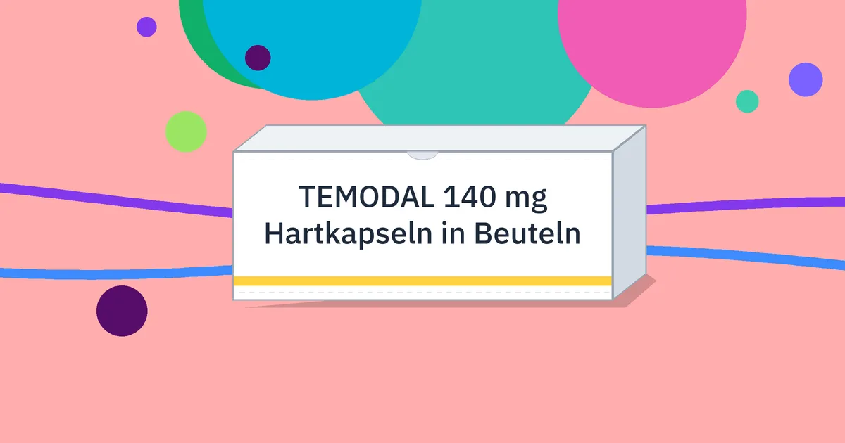 Symbolbild: Packung mit der Aufschrift TEMODAL 140 mg Hartkapseln in Beuteln (PZN 05548814) – Verfügbarkeit und Bezug in Apotheken in Frankfurt am Main