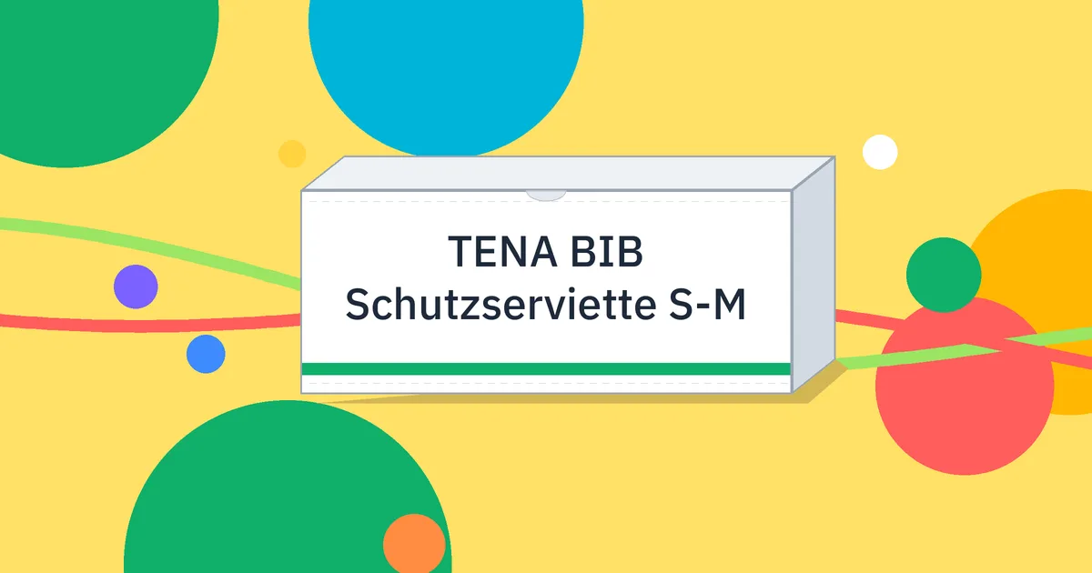 Symbolbild: Packung mit der Aufschrift TENA BIB Schutzserviette S-M (PZN 01809407) – Verfügbarkeit und Bezug in Apotheken in Frankfurt am Main