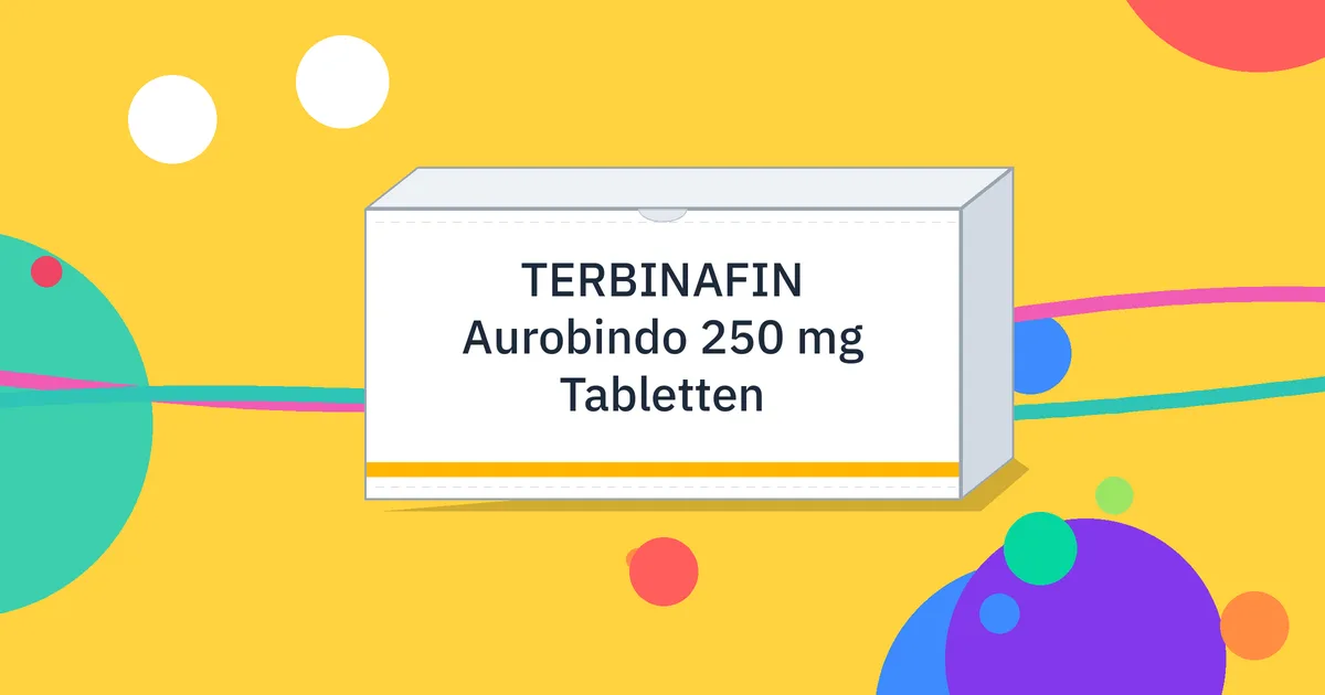 Symbolbild: Packung mit der Aufschrift TERBINAFIN Aurobindo 250 mg Tabletten (PZN 09763900) – Verfügbarkeit und Bezug in Apotheken in Frankfurt am Main