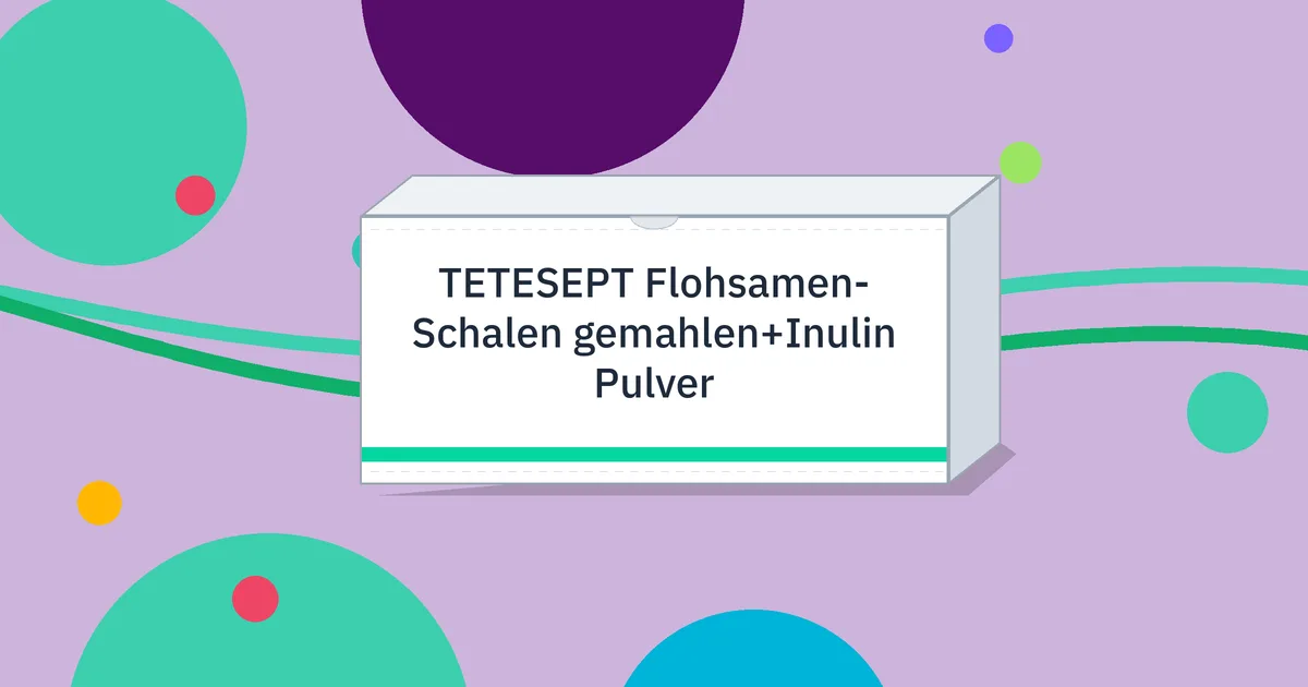 Symbolbild: Packung mit der Aufschrift TETESEPT Flohsamen-Schalen gemahlen+Inulin Pulver (PZN 17305264) – Verfügbarkeit und Bezug in Apotheken in Frankfurt am Main