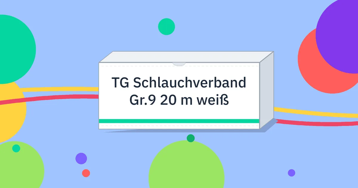 Symbolbild: Packung mit der Aufschrift TG Schlauchverband Gr.9 20 m weiß (PZN 17833980) – Verfügbarkeit und Bezug in Apotheken in Frankfurt am Main