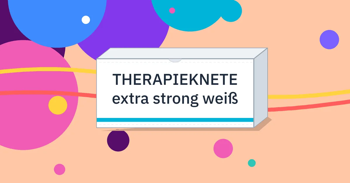 Symbolbild: Packung mit der Aufschrift THERAPIEKNETE extra strong weiß (PZN 04006703) – Verfügbarkeit und Bezug in Apotheken in Frankfurt am Main