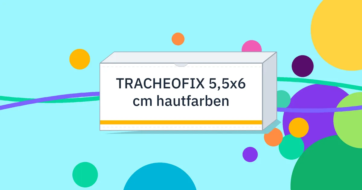 Symbolbild: Packung mit der Aufschrift TRACHEOFIX 5,5x6 cm hautfarben (PZN 07308818) – Verfügbarkeit und Bezug in Apotheken in Frankfurt am Main