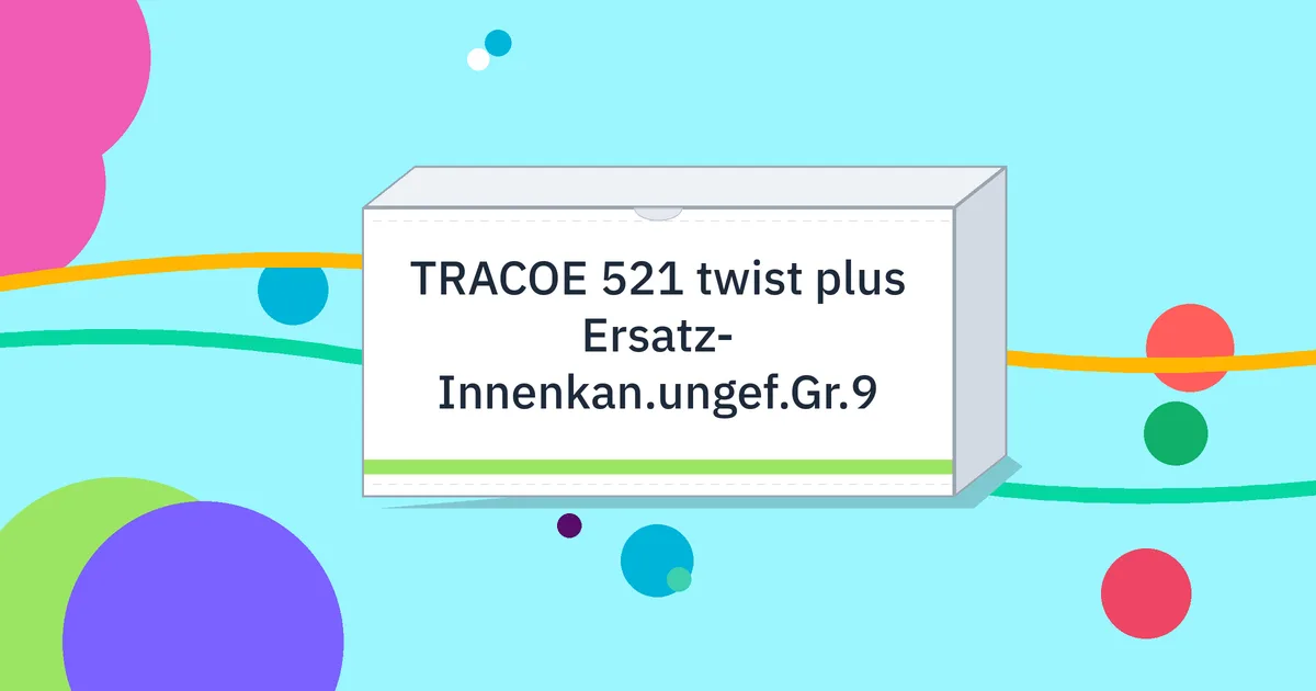 Symbolbild: Packung mit der Aufschrift TRACOE 521 twist plus Ersatz-Innenkan.ungef.Gr.9 (PZN 05881181) – Verfügbarkeit und Bezug in Apotheken in Frankfurt am Main