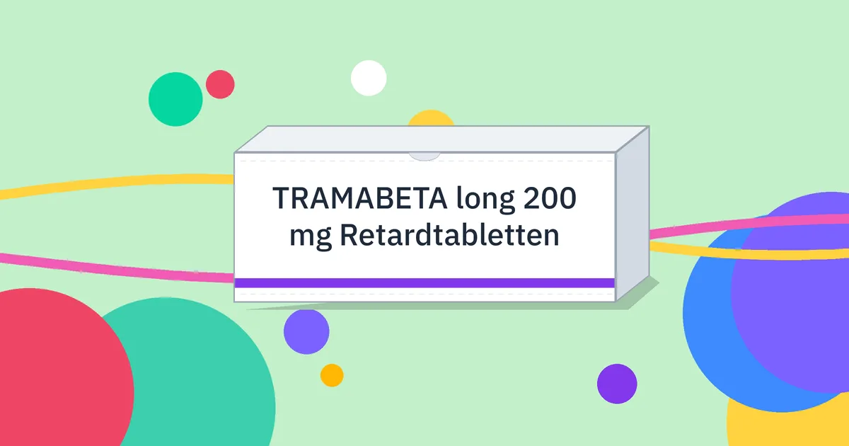 Symbolbild: Packung mit der Aufschrift TRAMABETA long 200 mg Retardtabletten (PZN 00719317) – Verfügbarkeit und Bezug in Apotheken in Frankfurt am Main