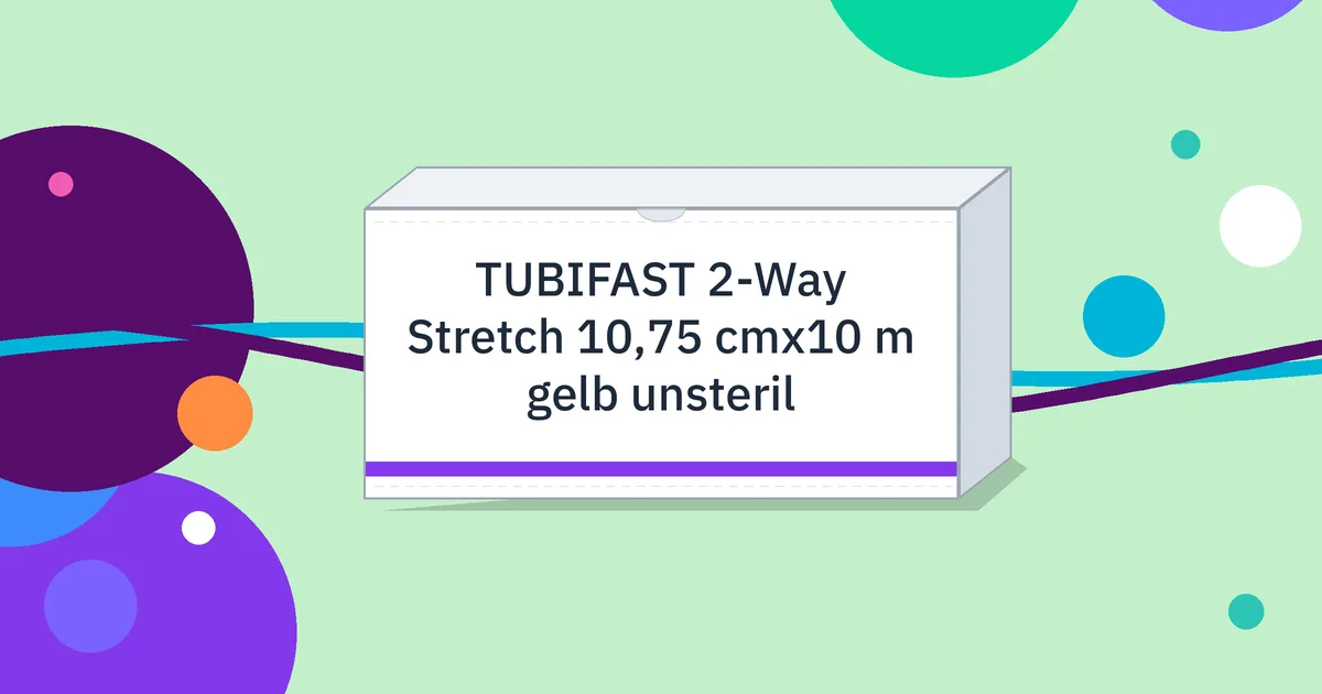 Symbolbild: Packung mit der Aufschrift TUBIFAST 2-Way Stretch 10,75 cmx10 m gelb unsteril (PZN 19704264) – Verfügbarkeit und Bezug in Apotheken in Frankfurt am Main