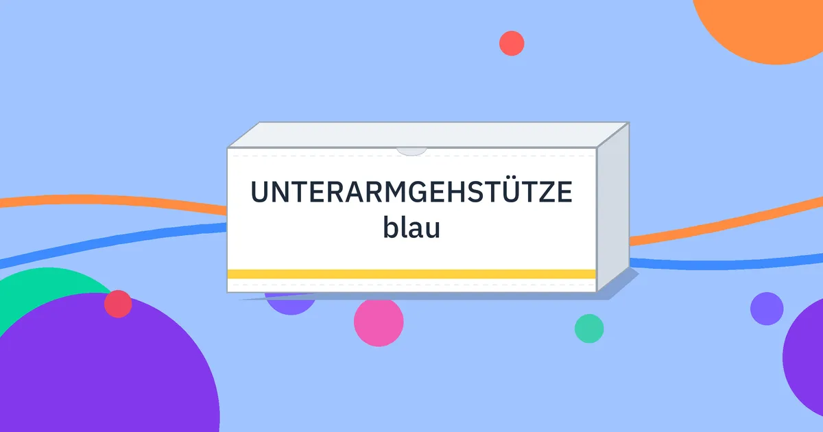 Symbolbild: Packung mit der Aufschrift UNTERARMGEHSTÜTZE blau (PZN 10074867) – Verfügbarkeit und Bezug in Apotheken in Frankfurt am Main