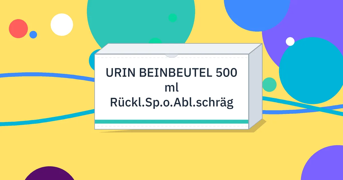 Symbolbild: Packung mit der Aufschrift URIN BEINBEUTEL 500 ml Rückl.Sp.o.Abl.schräg (PZN 07517083) – Verfügbarkeit und Bezug in Apotheken in Frankfurt am Main