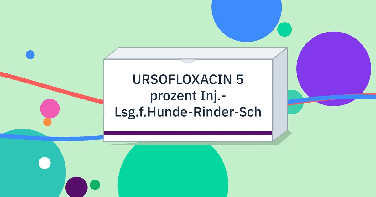 Symbolbild: Packung mit der Aufschrift URSOFLOXACIN 5 prozent Inj.-Lsg.f.Hunde-Rinder-Sch (PZN 08811991) – Verfügbarkeit und Bezug in Apotheken in Frankfurt am Main