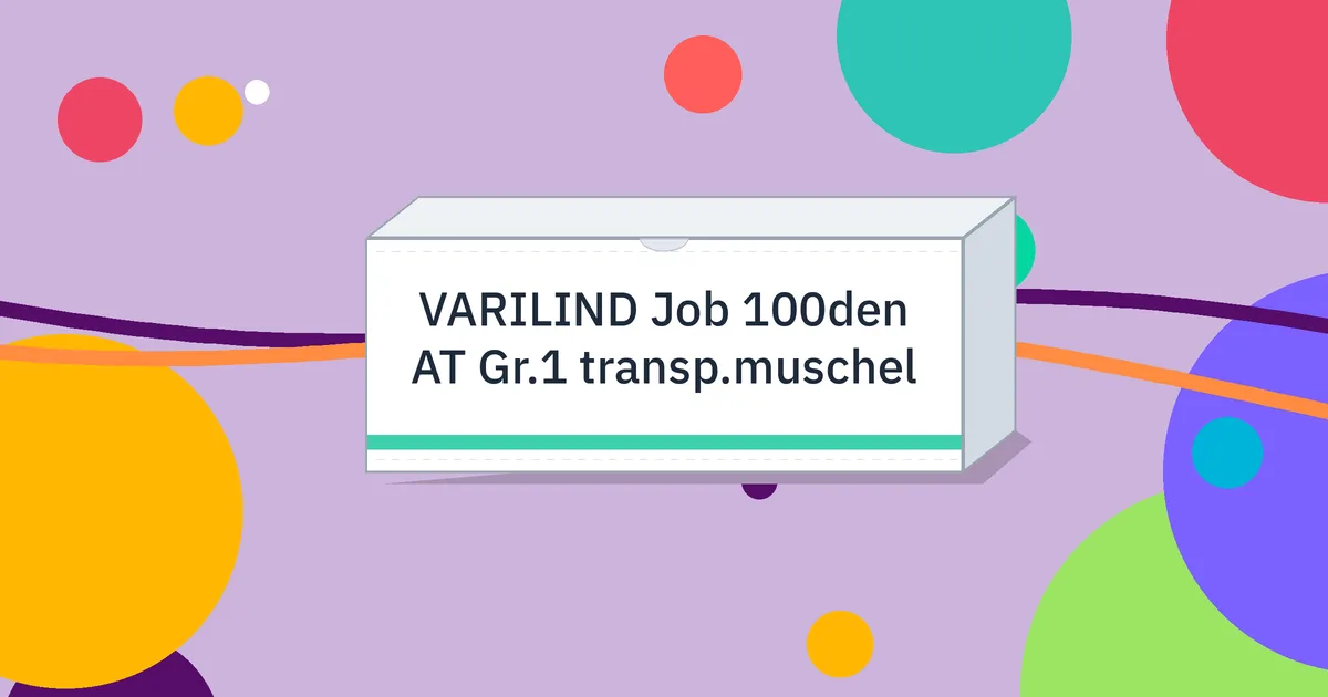 Symbolbild: Packung mit der Aufschrift VARILIND Job 100den AT Gr.1 transp.muschel (PZN 06314745) – Verfügbarkeit und Bezug in Apotheken in Frankfurt am Main